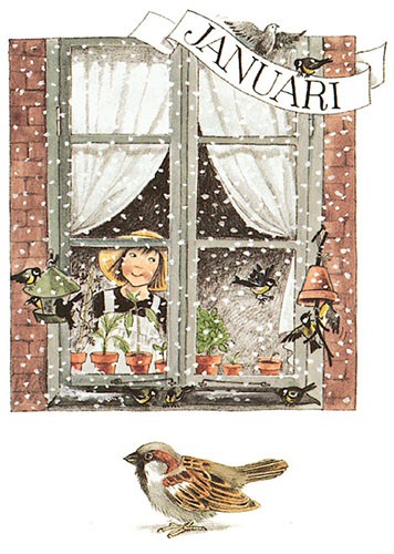 Januari - Linneas månadsbilder - Vykort - Barnbokhandeln